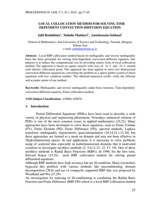 PDF LOCAL COLLOCATION METHOD FOR SOLVING TIME DEPENDENT CONVECTION