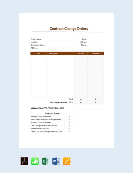 Change Order Log Template Google Docs Word Apple Pages PDF Template Net