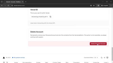 Vercel Deleting Your Account Flow On Web Page Flows