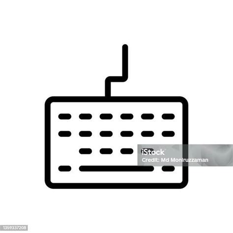Ilustrasi Stok Ikon Vektor Garis Hitam Sederhana Keyboard Ilustrasi