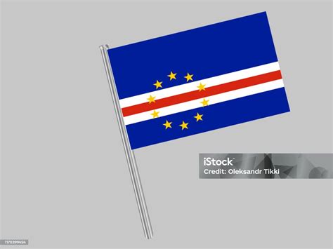 아름다운 국기의 케이프 베르데 깃대 원래 색상과 비율 웹 로고 아이콘 및 배경에 대한 놀라운 디자인 벡터 Gparphic 그림 국가 플래그 설정에서 국기에 대한 스톡 벡터