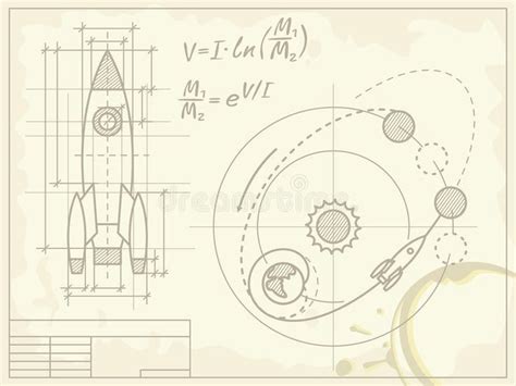 Spaceship Blueprint Stock Vector