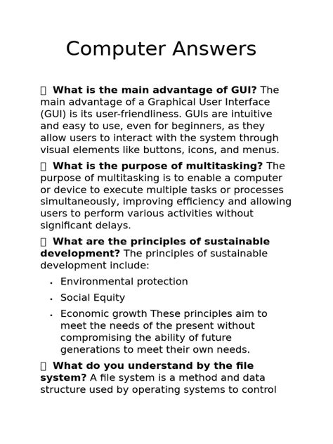 Computer Answers Pdf Graphical User Interfaces Spreadsheet