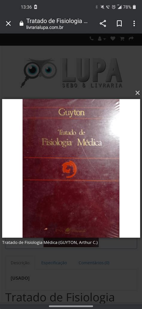 Tratado de Fisiologia Medica Guyton 7 Ediçao Livro Guanabara Usado