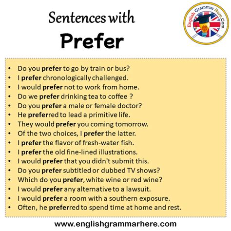 Sentences With Prefer Prefer In A Sentence In English Sentences For