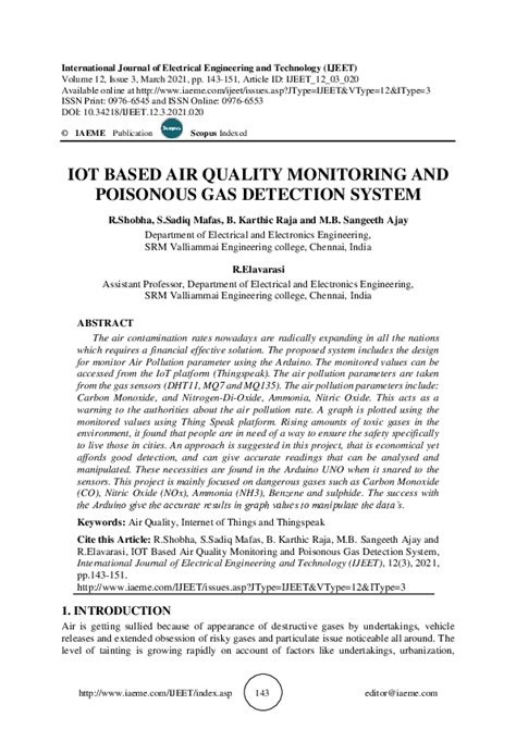pdf iot based air quality monitoring and poisonous gas detection system