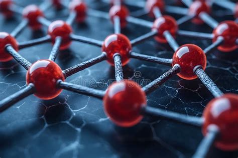 Futuristic Nanotechnology Concept Red Spheres In Molecular Network Generative Ai Stock