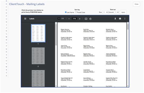 How To Print Mailing Labels In MyClients CRM By Referral Only Help Center