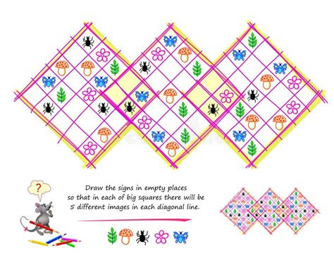 logic sudoku puzzle game draw the signs in empty places so that in