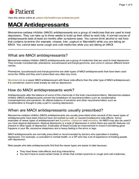 Maoi Antidepressants Uses Side Effects And Precautions
