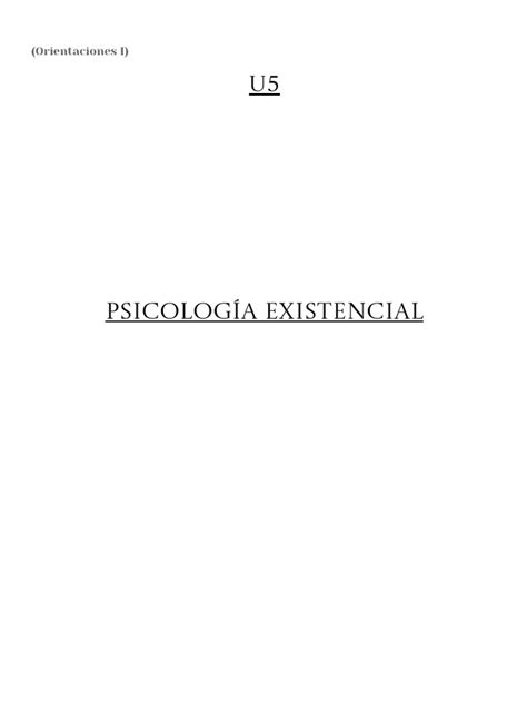 Rsm Psicología Existencial Y Humanista Pdf Experiencia
