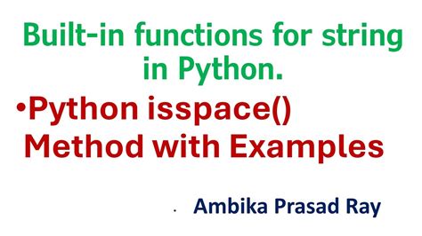 Python Isspace String Isspace Built In Functions In Python