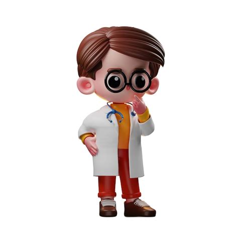 Premium Psd 3d Male Doctor Character Very Curious