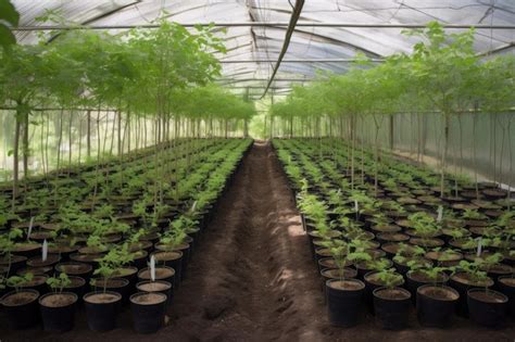 Premium Ai Image Tree Nursery With Saplings And Seedlings Growing In Pots Created With