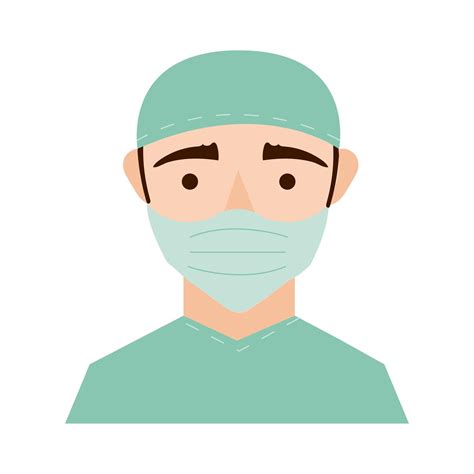 Surgeon With Face Mask Character Flat Style Icon 1869081 Vector Art At