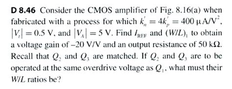 Solved D Consider The CMOS Amplifier Of Fig A Chegg Com