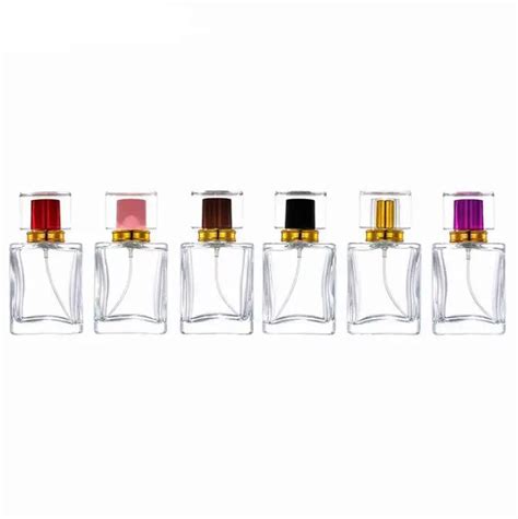 50ml Clear Glass Perfume Bottle Square Refillable Fragrance Spray