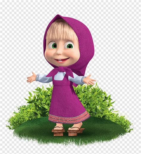 Masha And The Bear Birthday Masha And The Bear Purple Dressed Character Illusrtation Purple