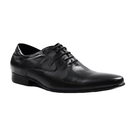 Mens Zasel Joe Black Leather Lace Up Shoes Black Size 45 Eu Big W