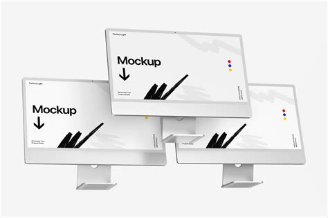 Minimal Triple Device Computer Mockup Professional Displays 46813766 Psd