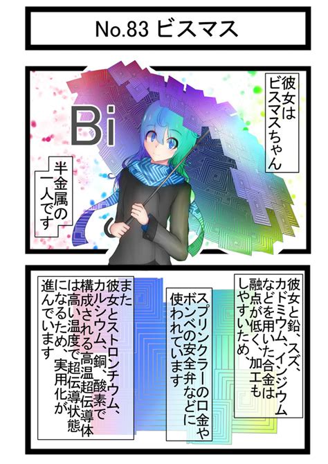 元素を擬人化して覚えてもらう漫画。 83 ビスマス 日向月出里 ニコニコ漫画