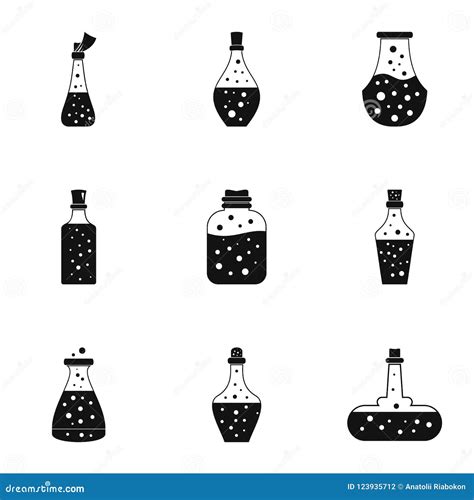 Vacuum Flask Icons Set Simple Style Stock Vector Illustration Of Laboratory Listening 123935712