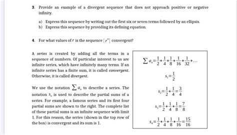 solved 3 provide an example of a divergent sequence that