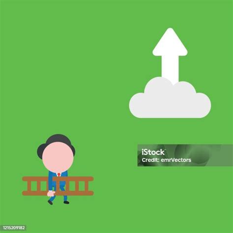 구름에 이동 화살표에 도달 나무 사다리를 들고 사업가 문자의 벡터 일러스트 개념 개념에 대한 스톡 벡터 아트 및 기타 이미지 개념 개발 개선 Istock