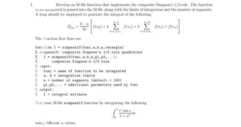 Solved Develop An M File Function That Implements The