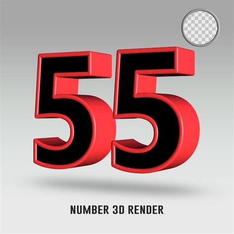 Premium Psd 3d Render Number 55 Black Red Color