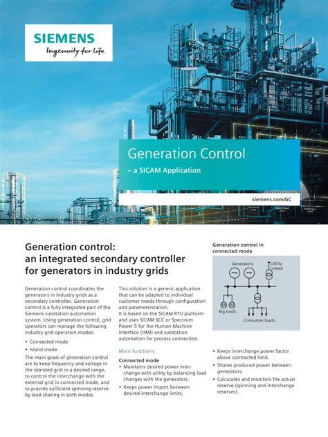Pdf Generation Control A Sicam Application• Based On The Iec 61850 Standard To Ensure