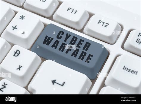 Conceptual Caption Cyber Warfare Concept Meaning Virtual War Hackers System Attacks Digital