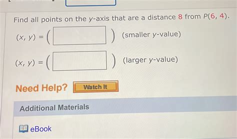 Find All Points On The Y Axis That Are A Distance 8 From P64 Xy