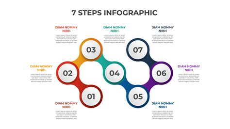 7 points of steps connected circle list diagram with number of