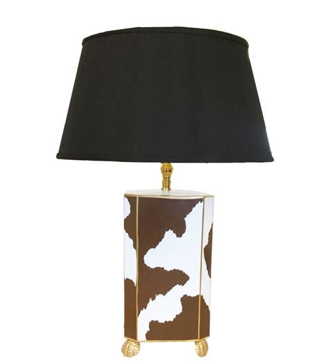 Dana Gibson Cowhide Lamp With Shade Cowhide Lamps Lamp Green Table Lamp