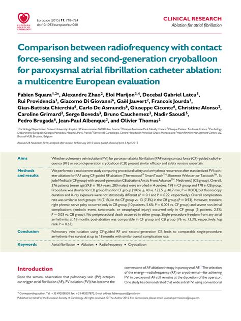 Pdf Comparison Between Radiofrequency With Contact Force Sensing And Second Generation