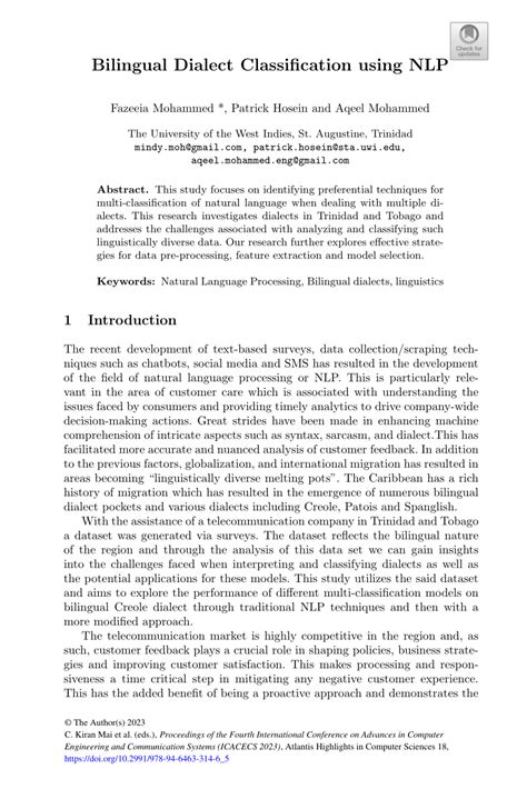 Pdf Bilingual Dialect Classification Using Nlp