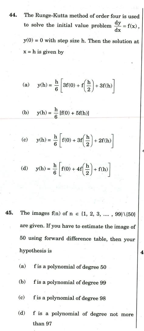 solved 44 the runge kutta method of order four is used dy