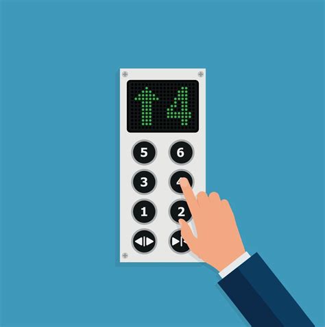 Businessman Or Manager Hand Pressing Elevator Button Lift Call Buttons
