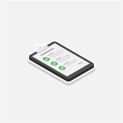 Checklist Isometric Right View White Stroke With Shadow Icon Vector Isometric Flat Style