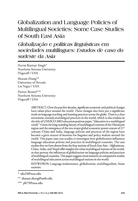 Singh Globalization And Language Policies Of M Belo Horizonte V