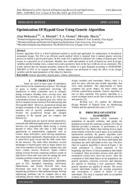 Pdf Optimization Of Hypoid Gear Using Genetic Algorithmpdf