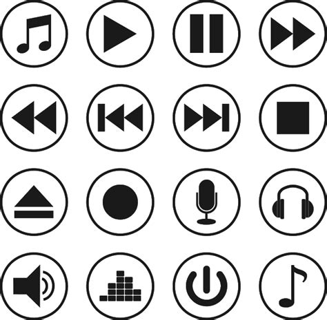Various Black And White Music Icons