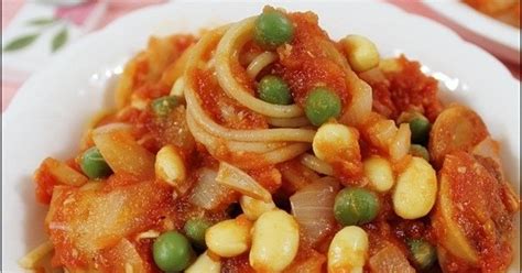 토마토퓨레 소시지 콩 스파게티