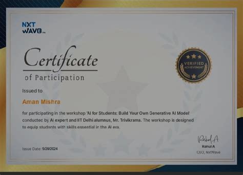 Aman Mishra On Linkedin I Am Excited To Share My Certificate Of