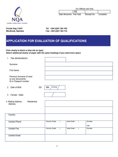 Application For Qualification Evaluation Edited2 Pdf