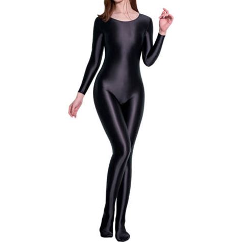 Damen Glanz Wetlook Overall Catsuit Jumpsuit Dessous Einteiler Bodysuit Clubwear Ebay