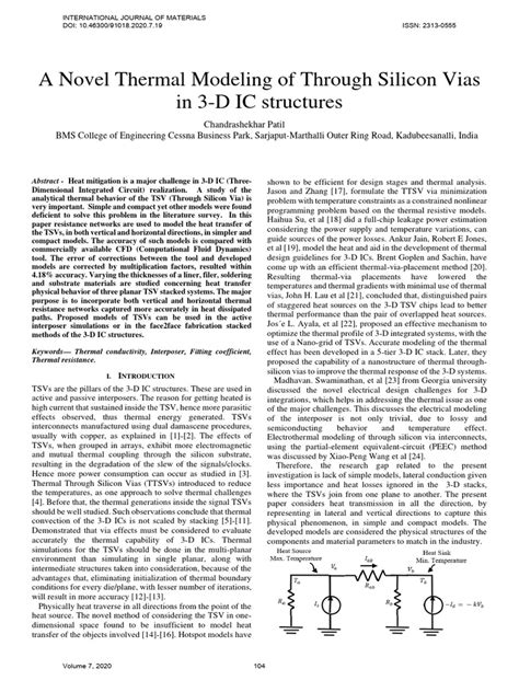 A Novel Thermal Modeling Of Through Silicon Vias I 1 Pdf