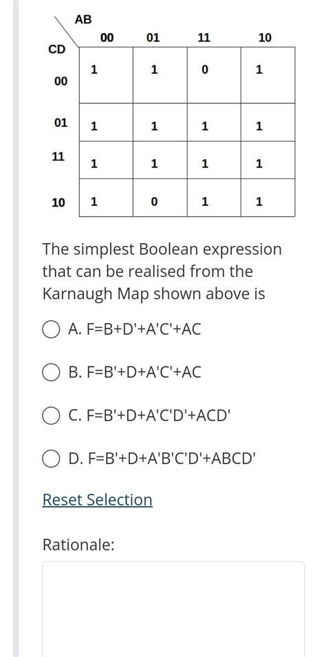 Solved The Simplest Boolean Expression That Can Be Realised