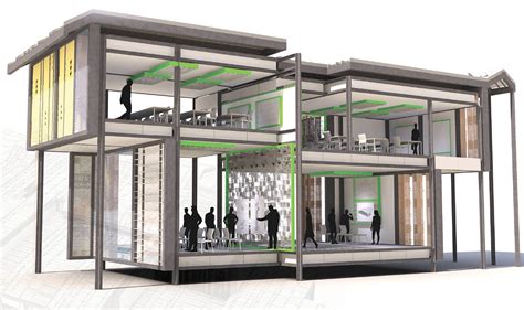 An Architectural Rendering Of A Building With People Standing Outside